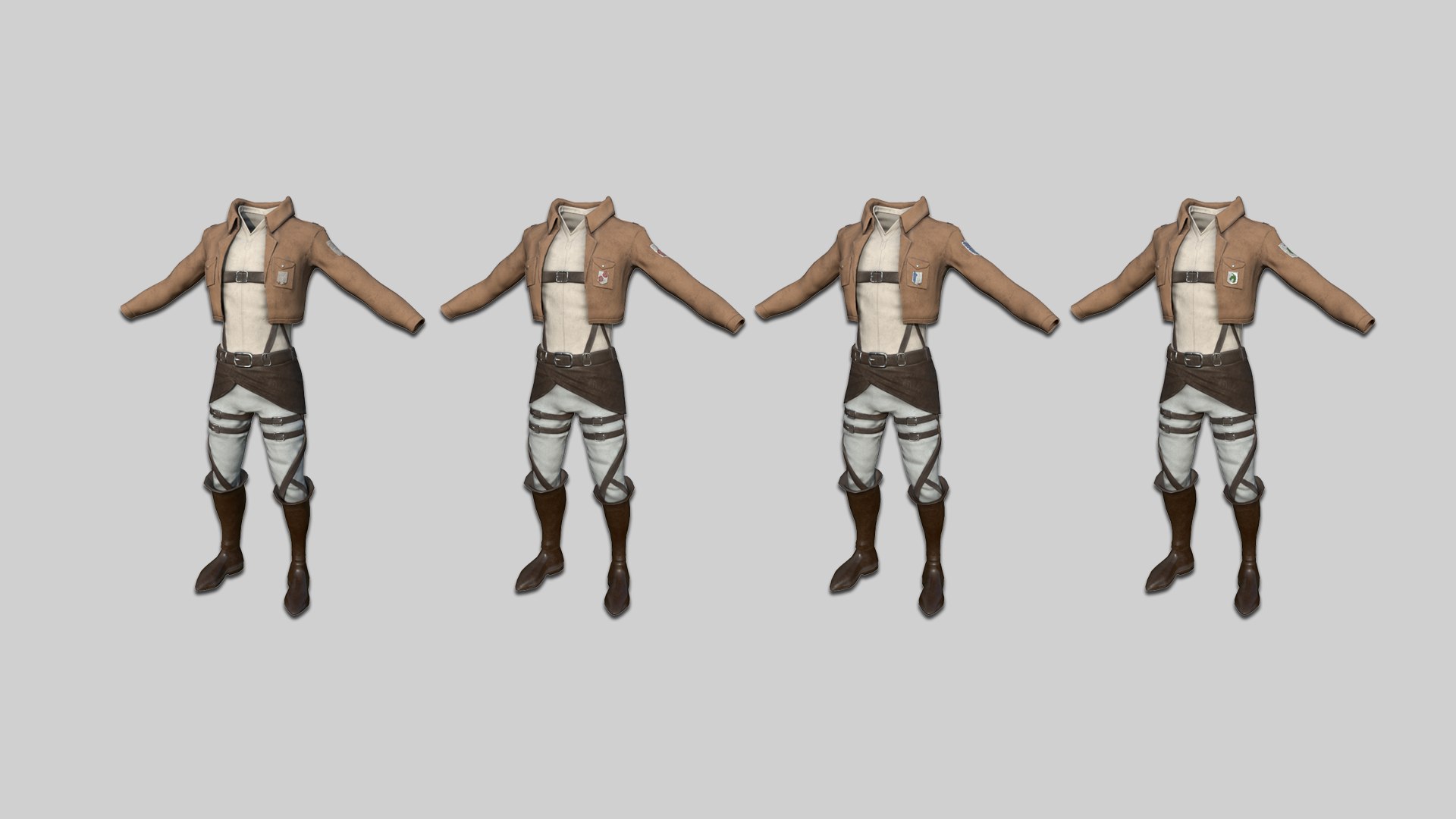 04 Attack On Titan Outfit Collection - Character Design Anime 3D Model ...
