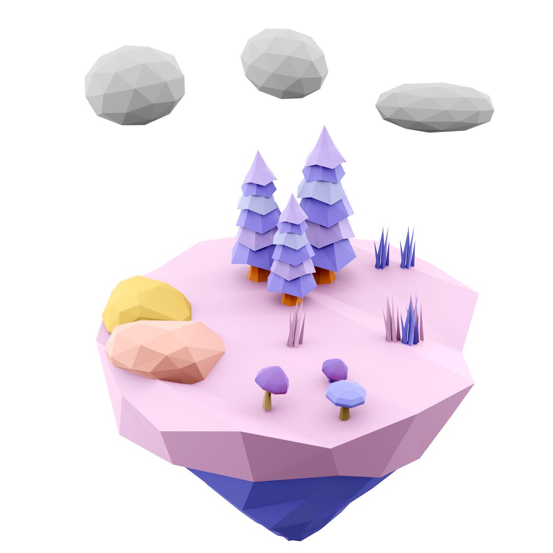3d Purple Flying Island Icon 3D - TurboSquid 2055874