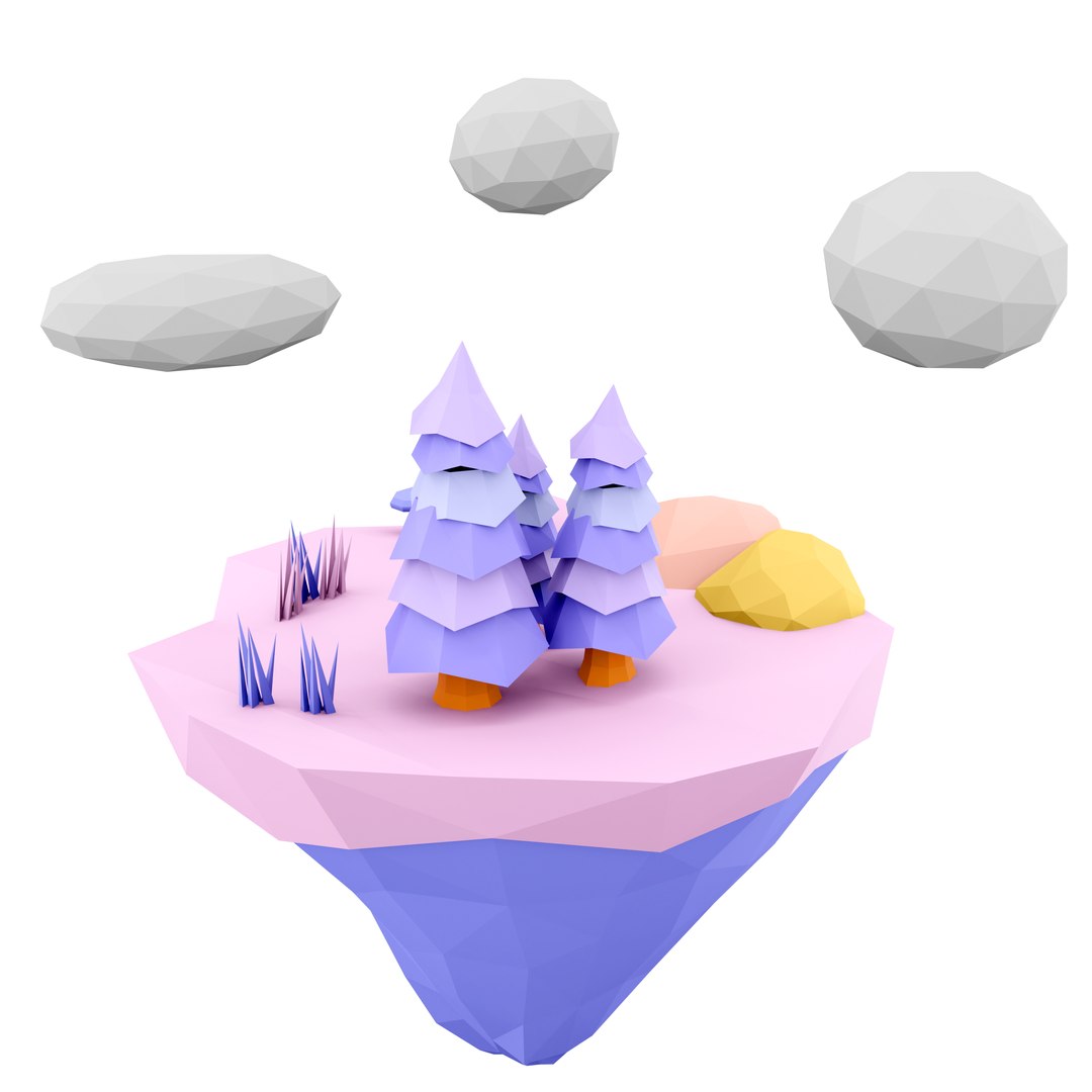 3d Purple Flying Island Icon 3D - TurboSquid 2055874