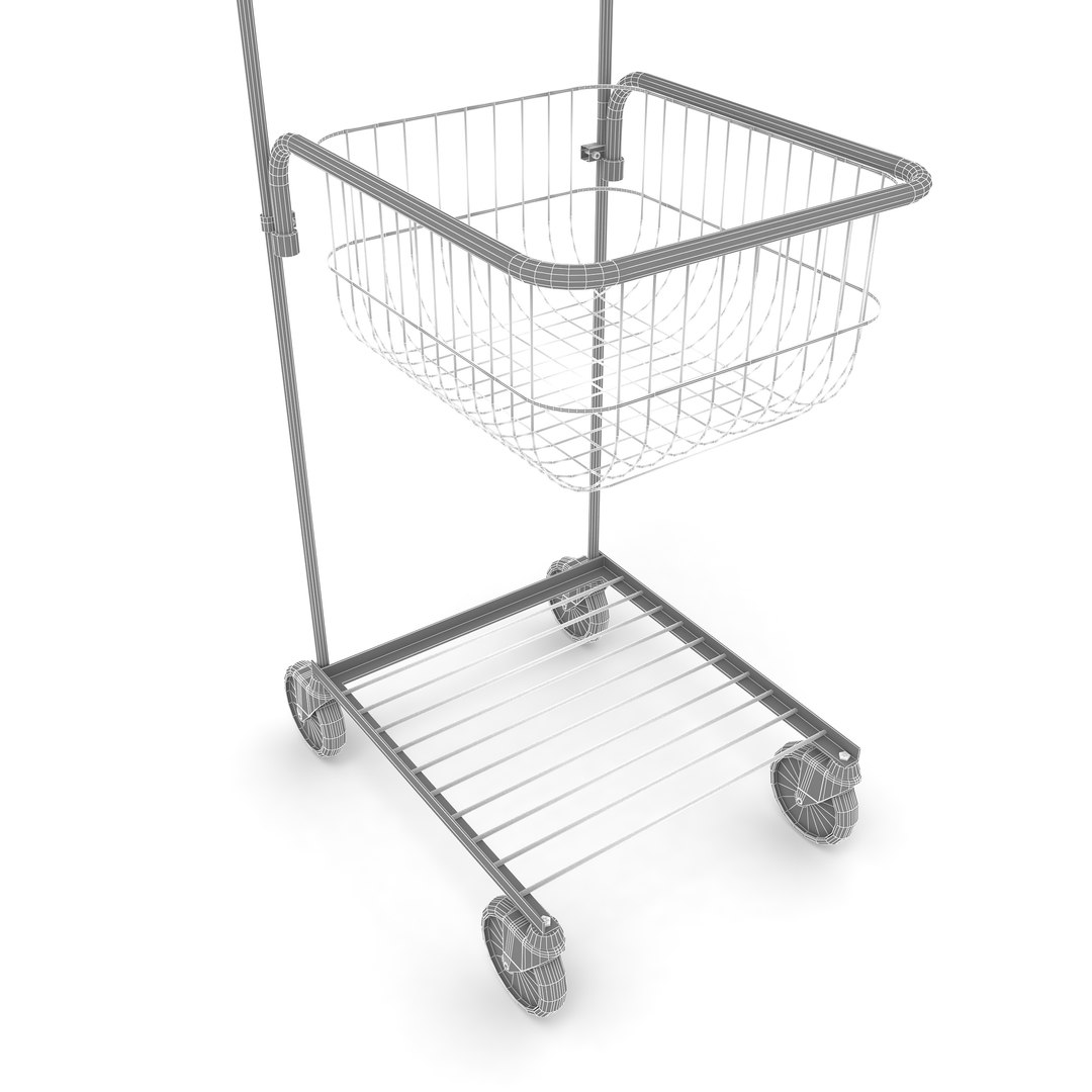 3D Model Chrome Mini Trolley With Shelf And Basket - TurboSquid 1985768