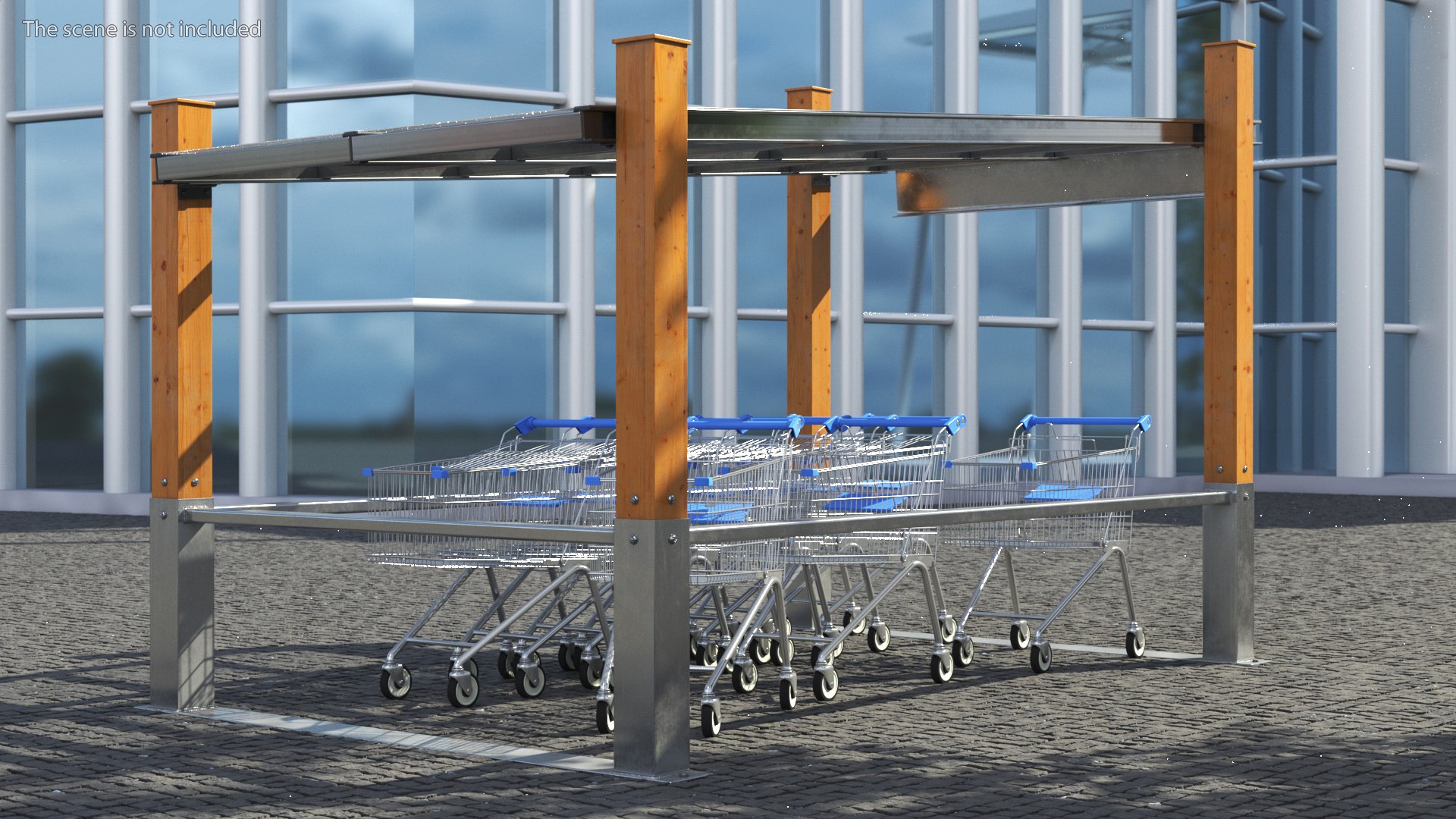 3D Model Covered Shopping Cart Corral - TurboSquid 2031290