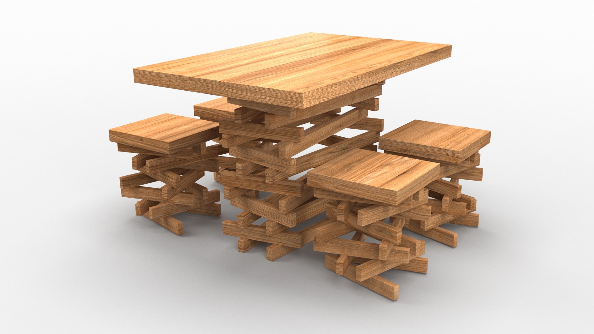 3D Dining Table Pile Of Wood Model - TurboSquid 1783705