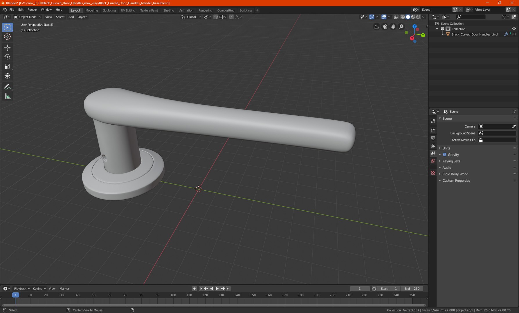 3D Black Curved Door Handles - TurboSquid 1995788