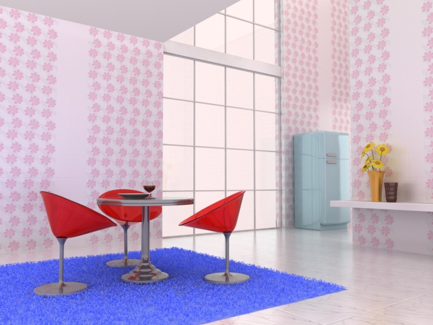 3d Breakfast Room Scene Break Model