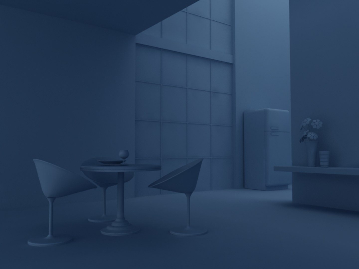 3d Breakfast Room Scene Break Model