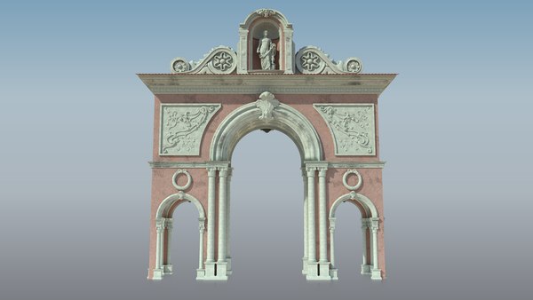 modelo 3d Puerta de arco clásica con entrada con frontón - TurboSquid ...