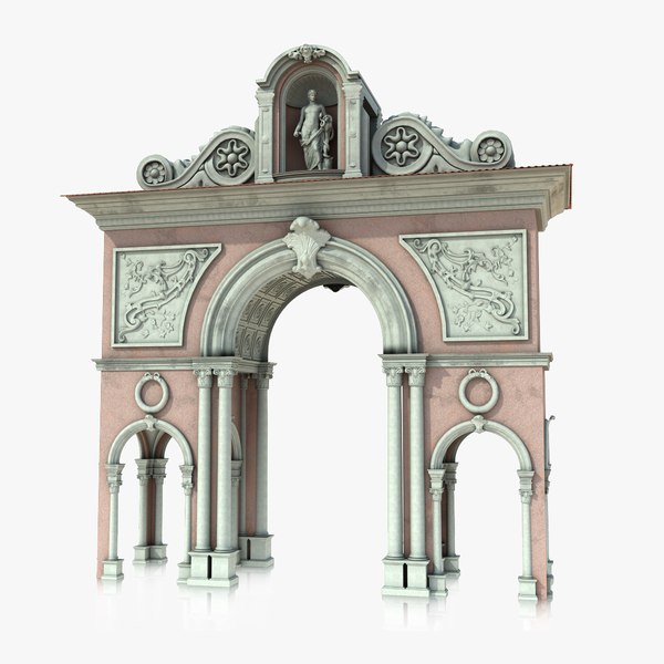 modelo 3d Puerta de arco clásica con entrada con frontón - TurboSquid ...