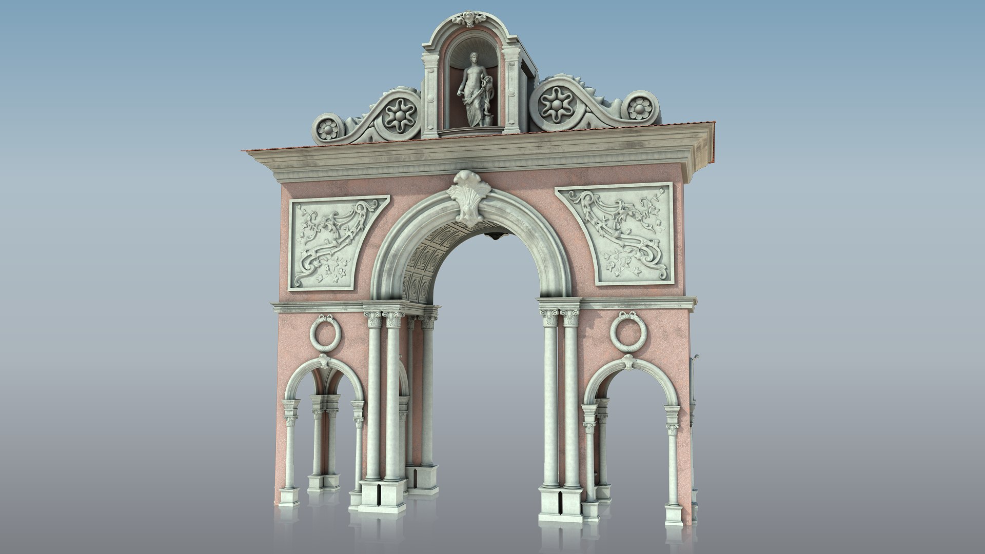 Classic Arch Gate With Pediment Entrance 3D - TurboSquid 2295935