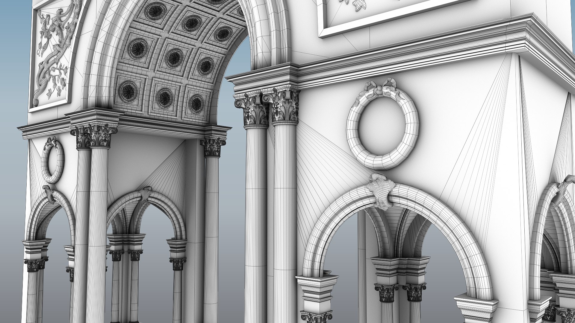 Classic Arch Gate With Pediment Entrance 3D - TurboSquid 2295935