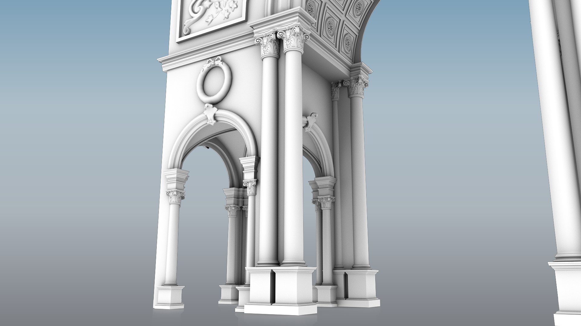 Classic Arch Gate With Pediment Entrance 3D - TurboSquid 2295935