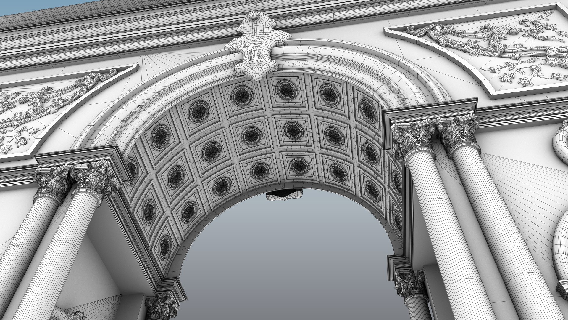 Classic Arch Gate With Pediment Entrance 3D - TurboSquid 2295935