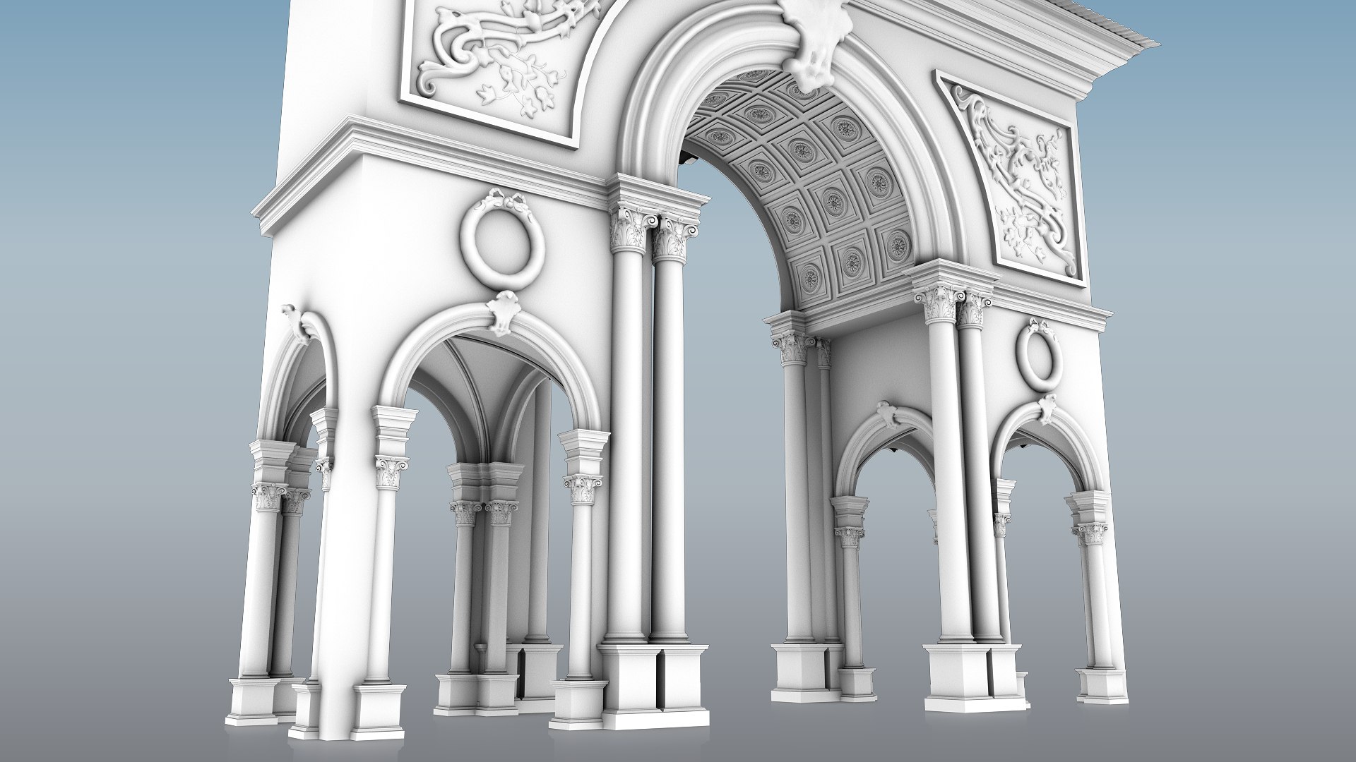 Classic Arch Gate With Pediment Entrance 3D - TurboSquid 2295935