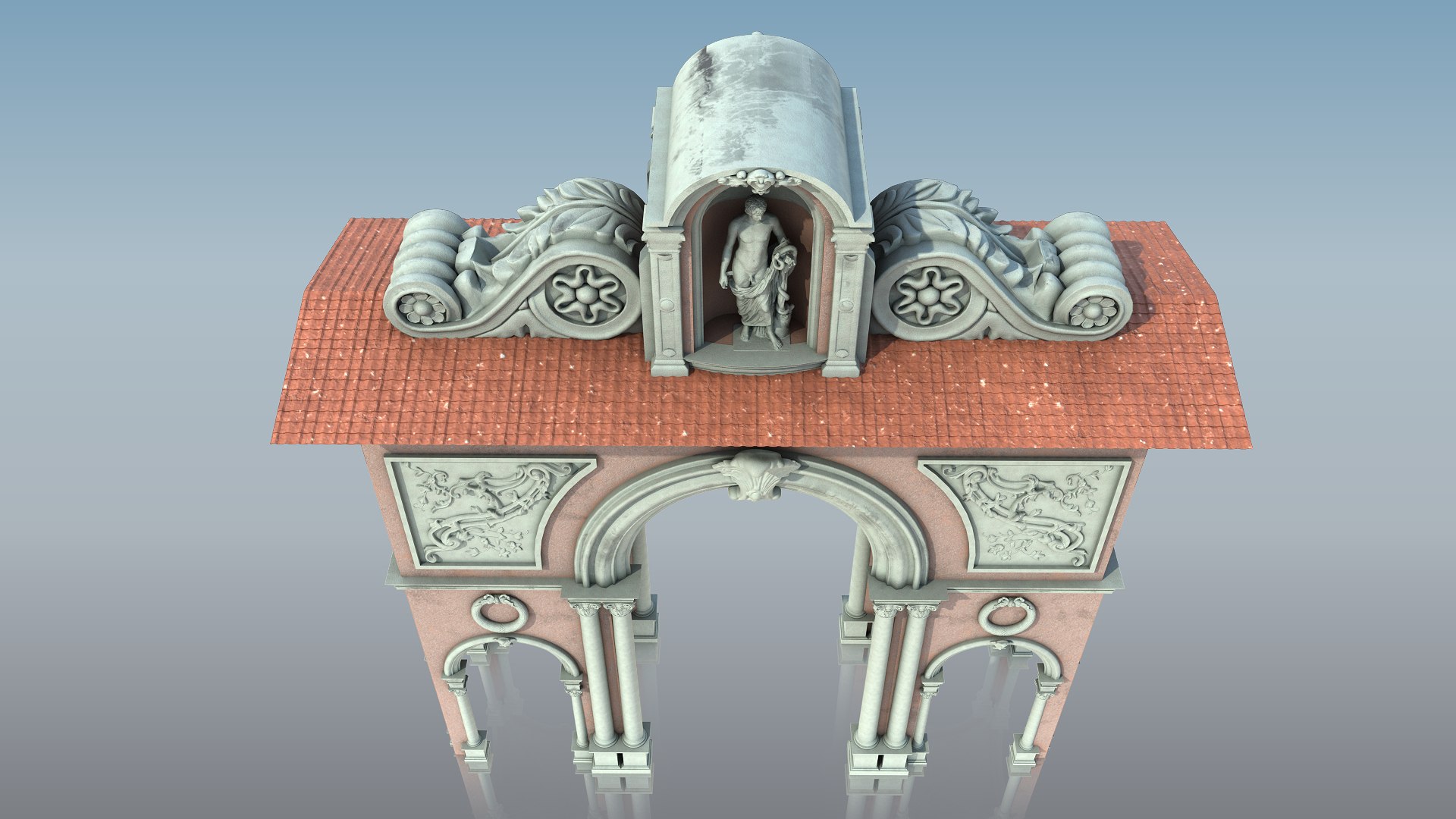 Classic Arch Gate With Pediment Entrance 3D - TurboSquid 2295935