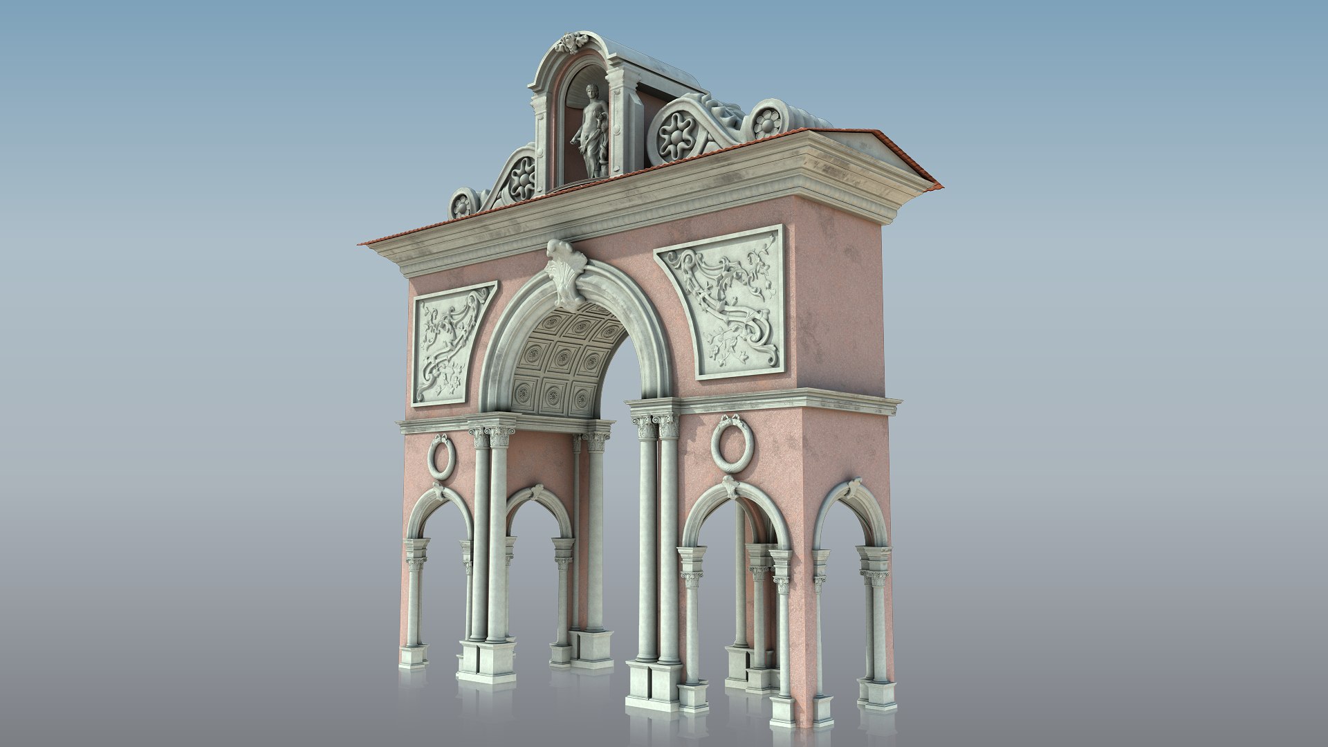 Classic Arch Gate With Pediment Entrance 3D - TurboSquid 2295935