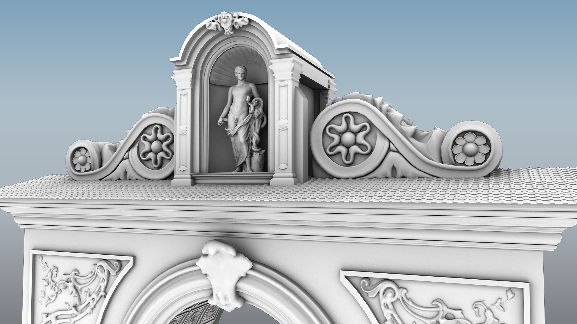 Classic Arch Gate With Pediment Entrance 3D - TurboSquid 2295935