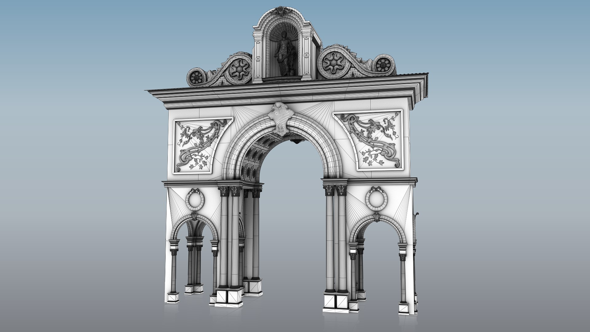 Classic Arch Gate With Pediment Entrance 3D - TurboSquid 2295935