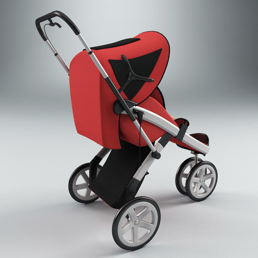 baby pram v2 3d model