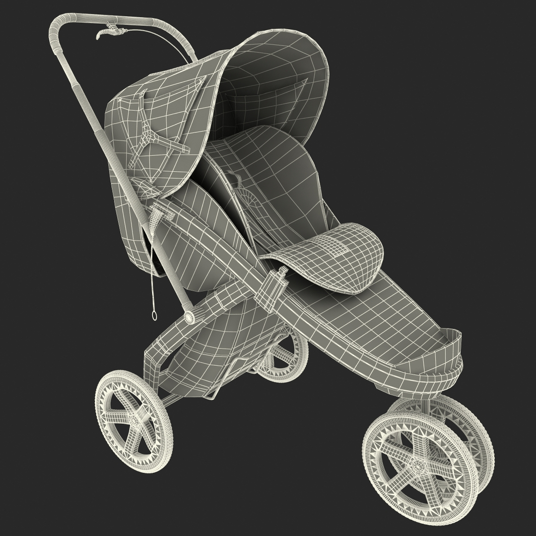 baby pram v2 3d model