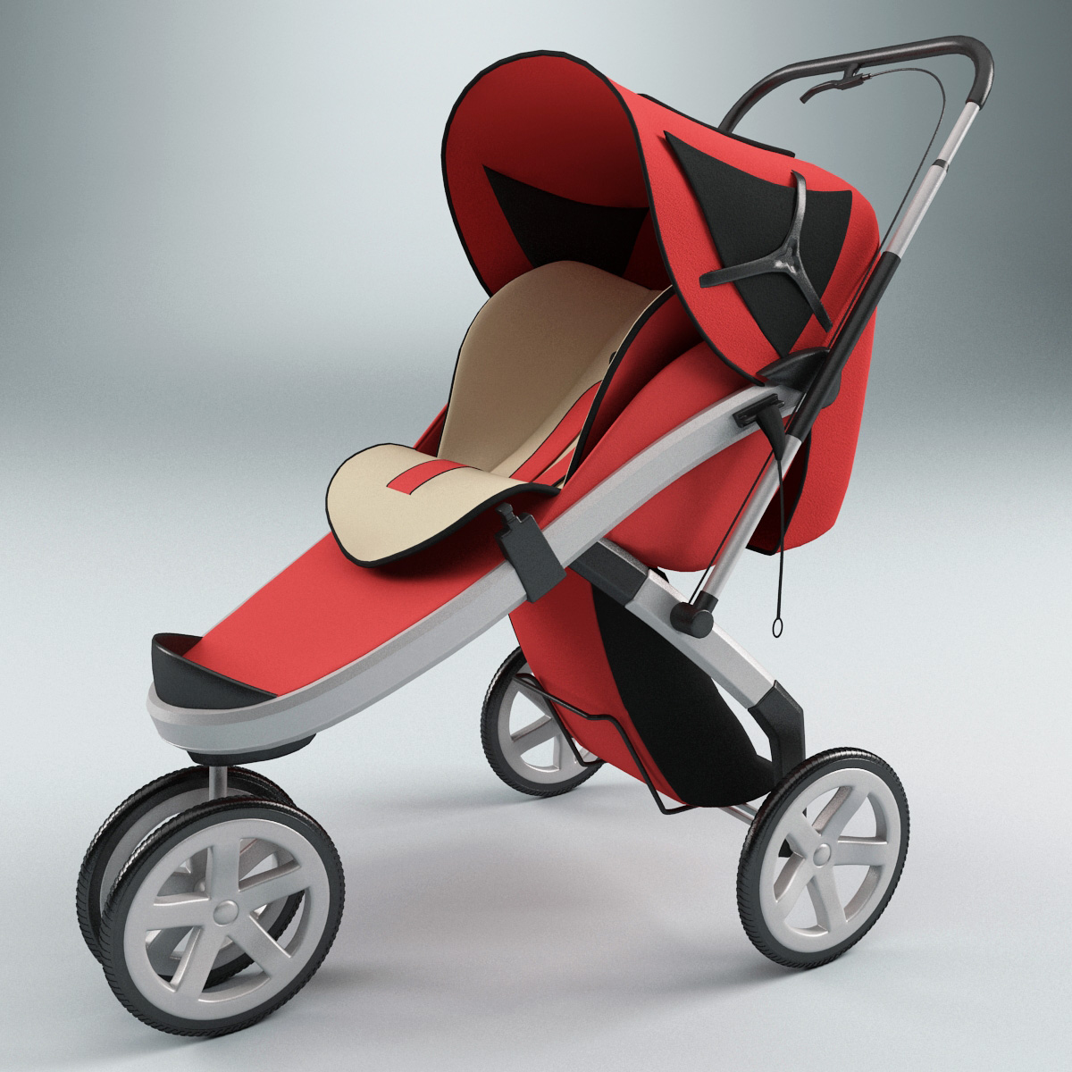 baby pram v2 3d model