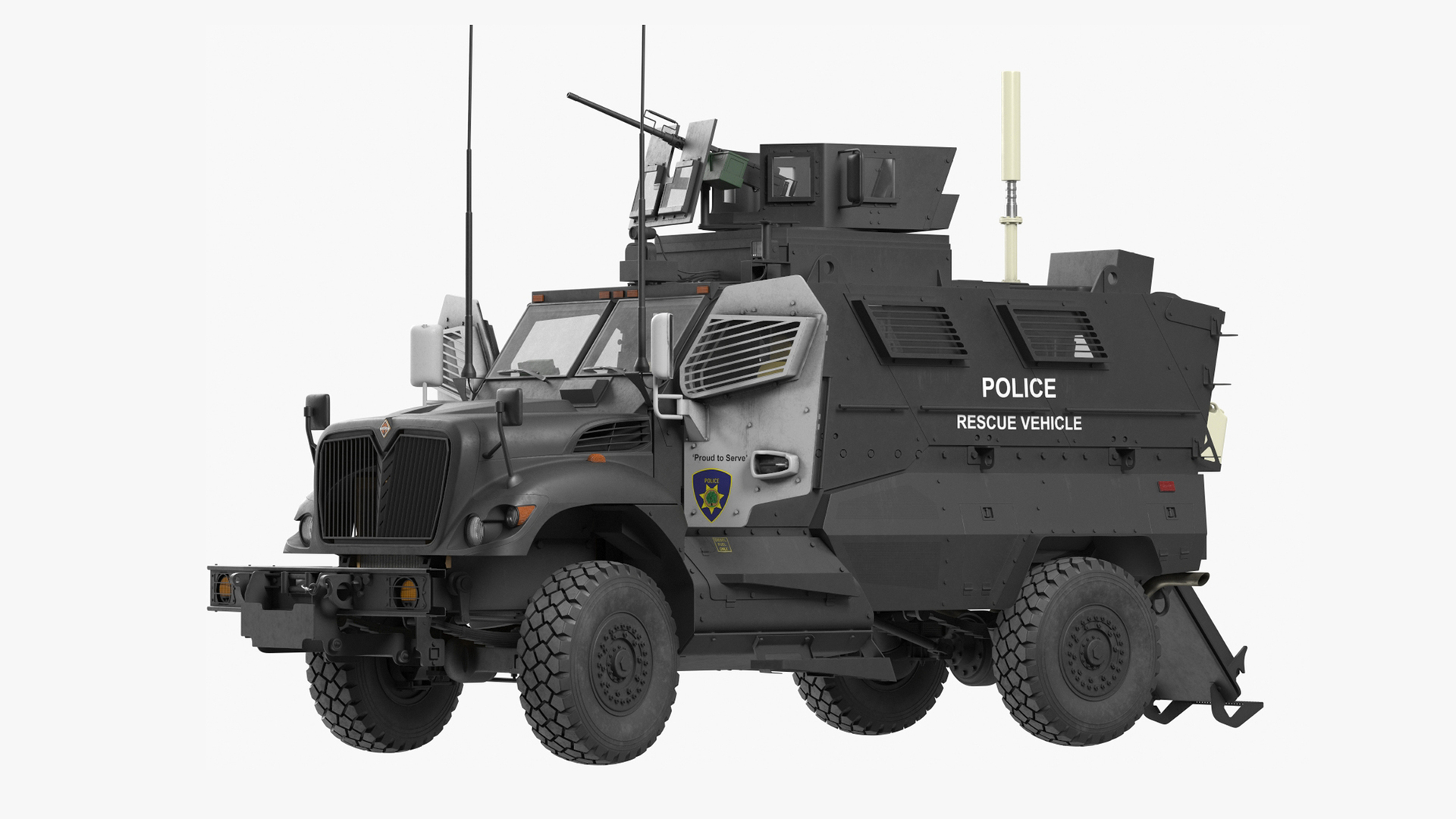 modèle 3D de Véhicule de police MRAP International MaxxPro Rigged pour ...
