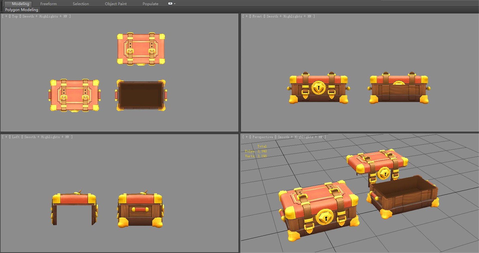 3D A Locked Box - Cartoon Luggage Trunk Model - TurboSquid 2261282