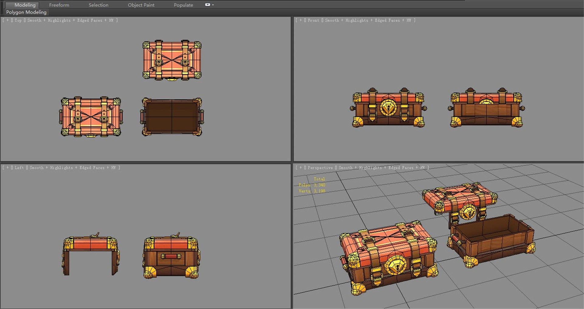 3D A Locked Box - Cartoon Luggage Trunk Model - TurboSquid 2261282