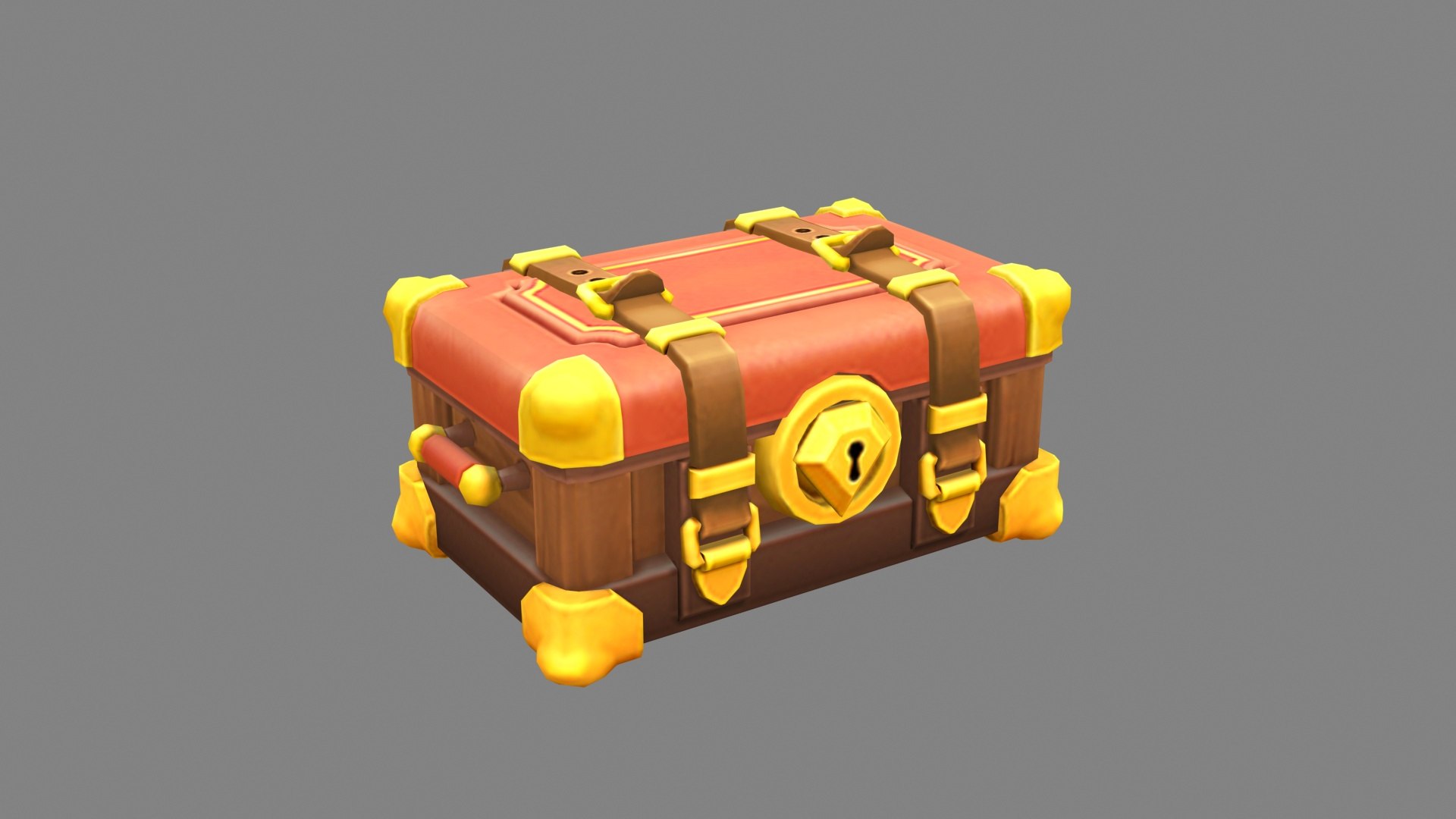 3D A Locked Box - Cartoon Luggage Trunk Model - TurboSquid 2261282
