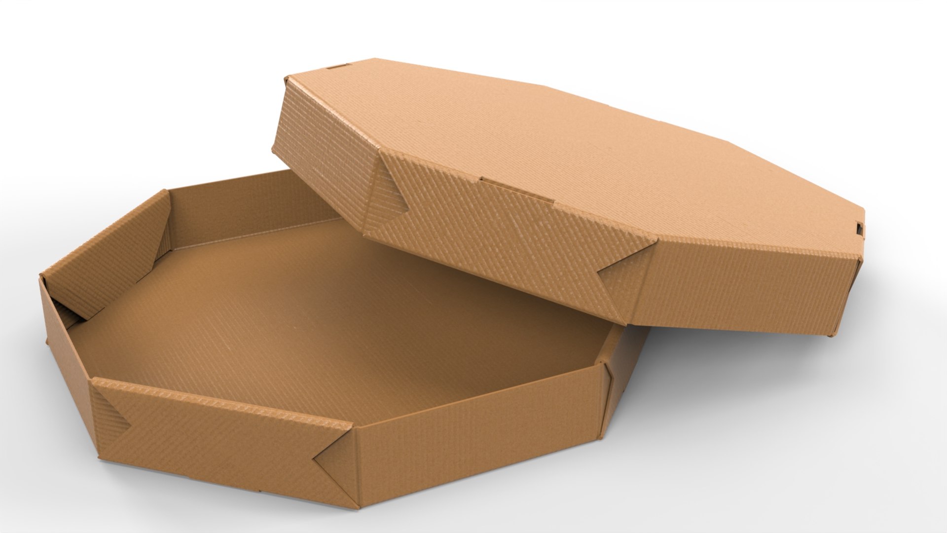 3D Octagon Cardboard Pizza Box 350x350x50mm With DIE-CUT IN FILES ...