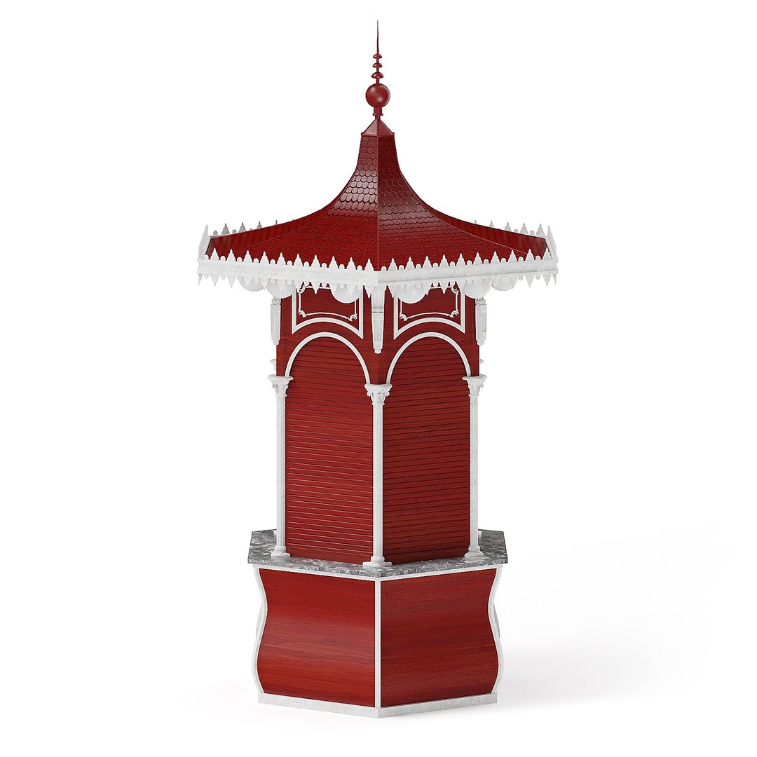 Wooden Red Kiosk 3D - TurboSquid 1442936