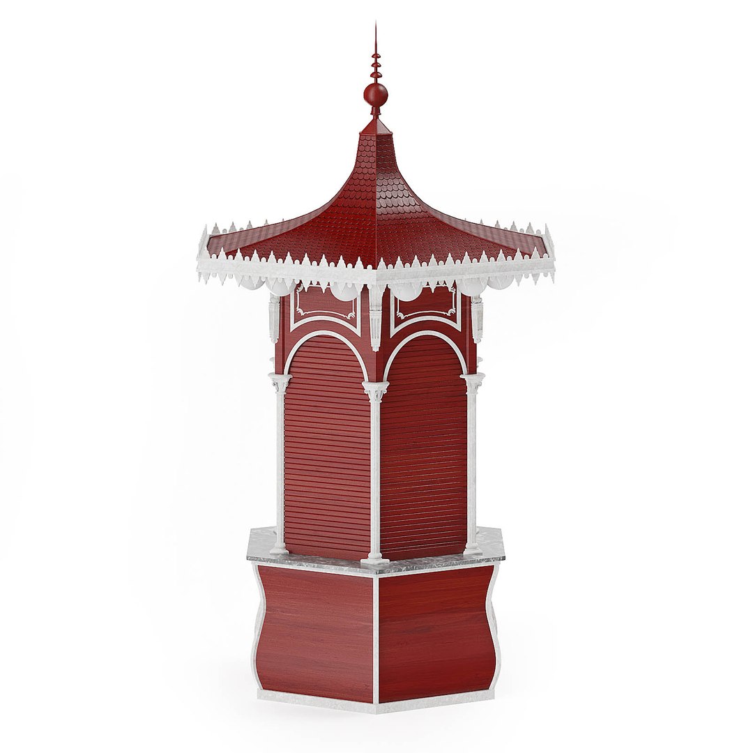 Wooden Red Kiosk 3D - TurboSquid 1442936
