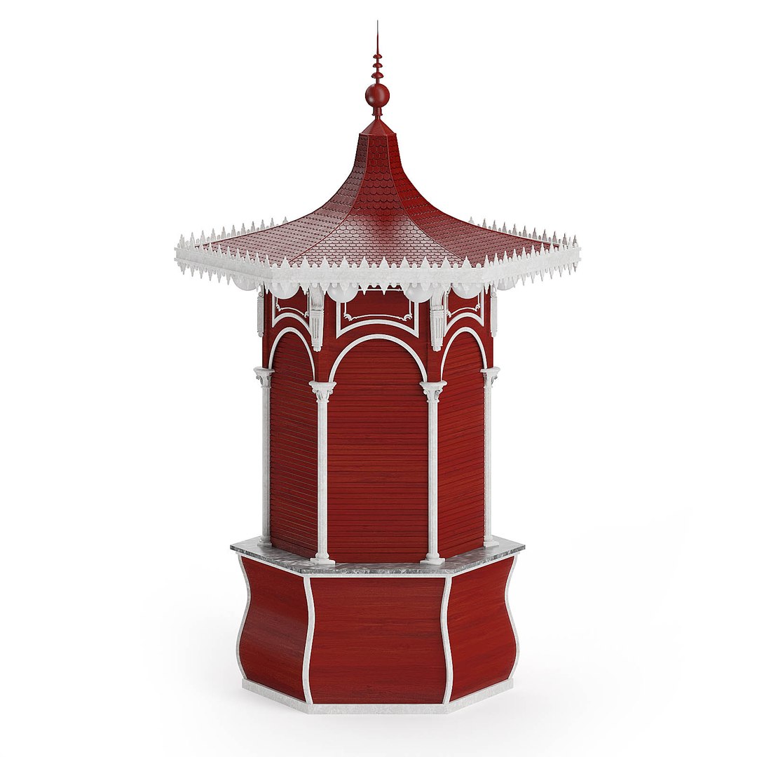 Wooden Red Kiosk 3D - TurboSquid 1442936