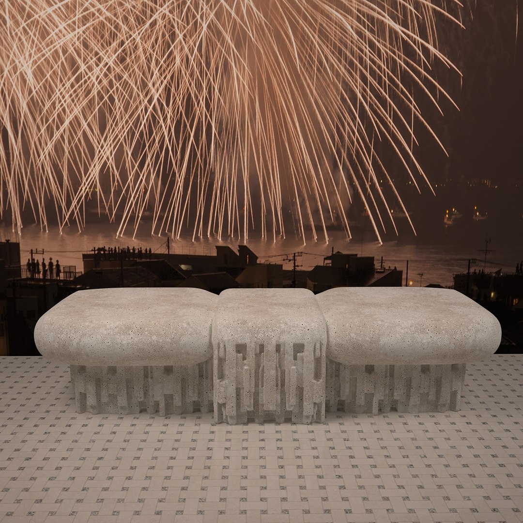 3d Model Stone Bench