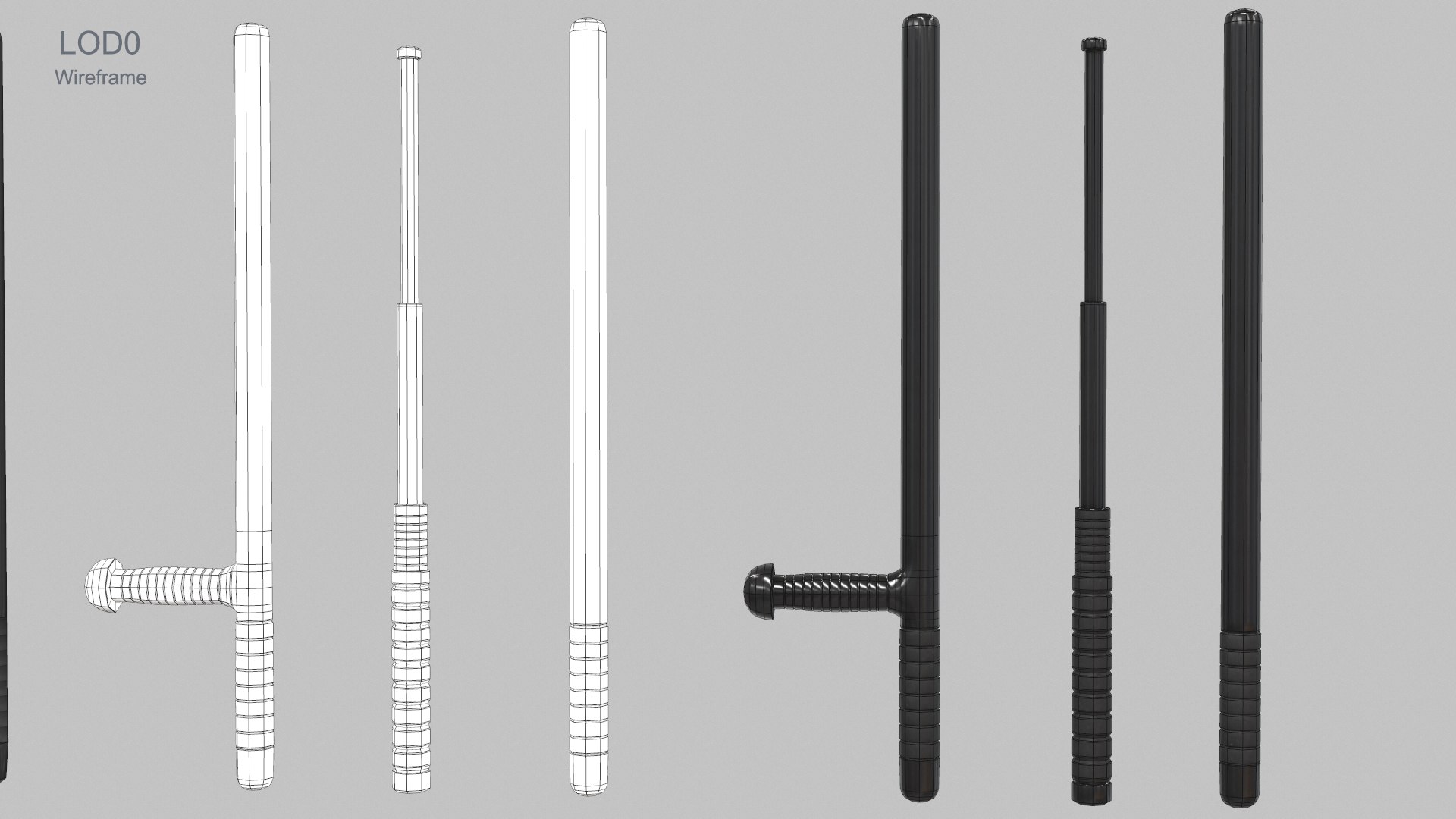 3d 3 Batons Pack Model