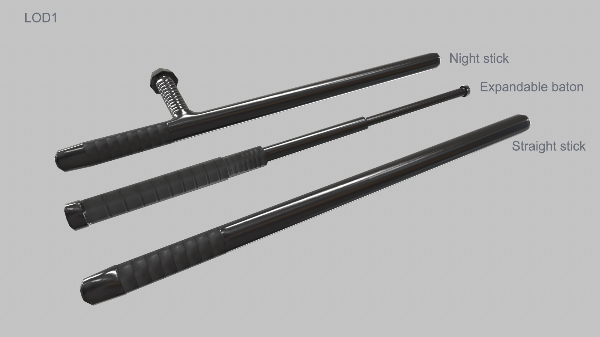 3d 3 Batons Pack Model
