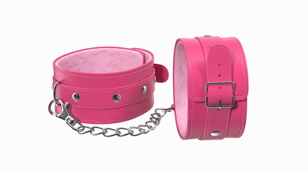 Pink leather wrist cuffs model - TurboSquid 1641628
