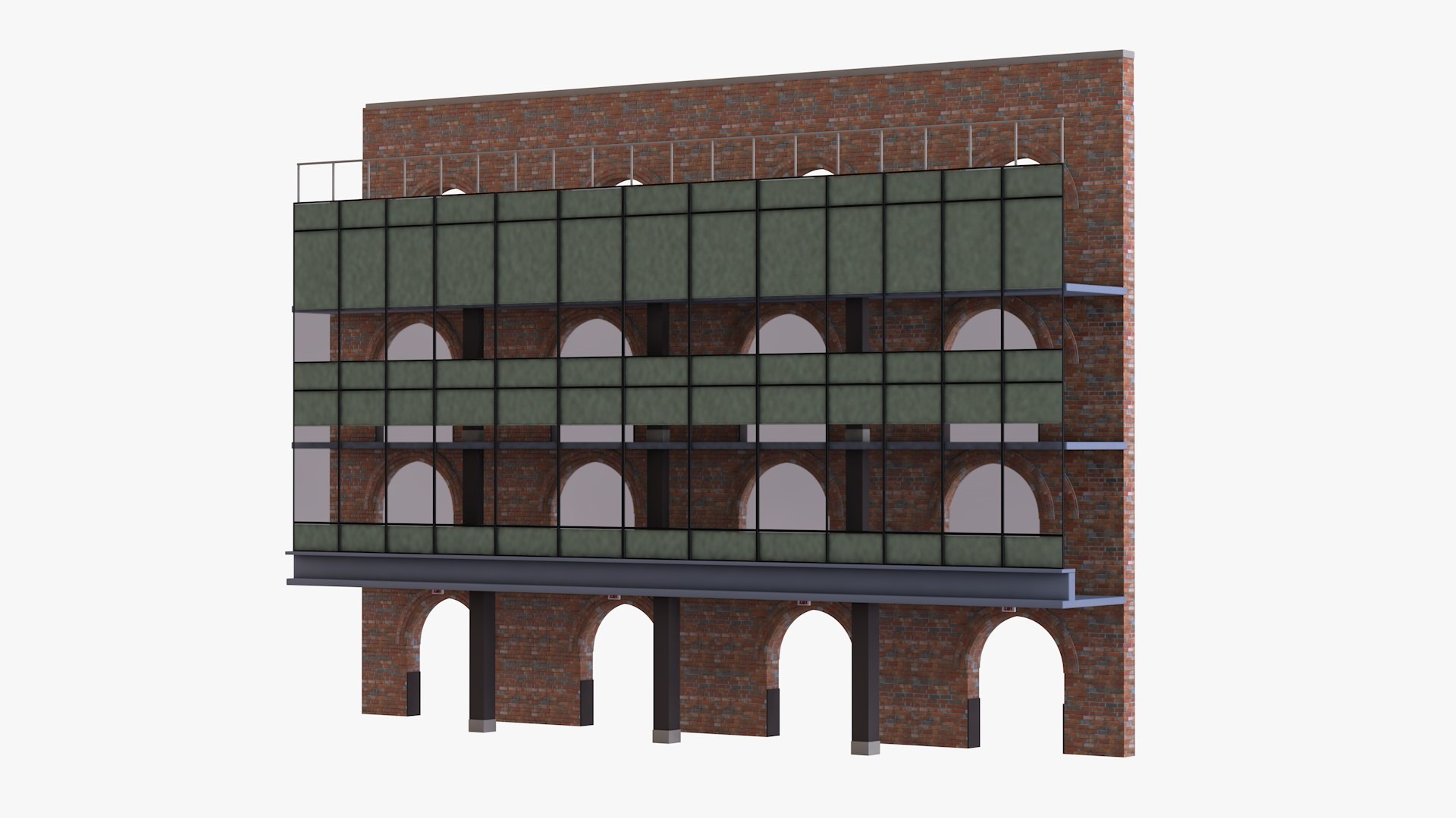 Industrial-Style Brick Loft Building 3D - TurboSquid 2149301