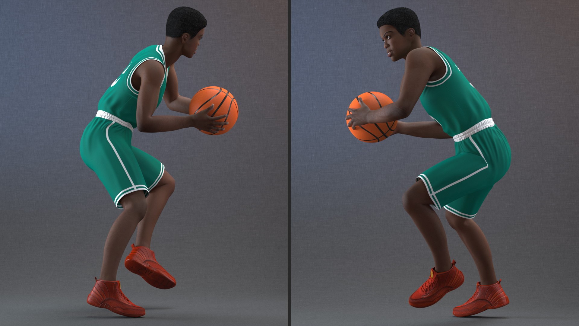Dark Skin Teenager Basketball Player Playing Pose 3D Model - TurboSquid ...