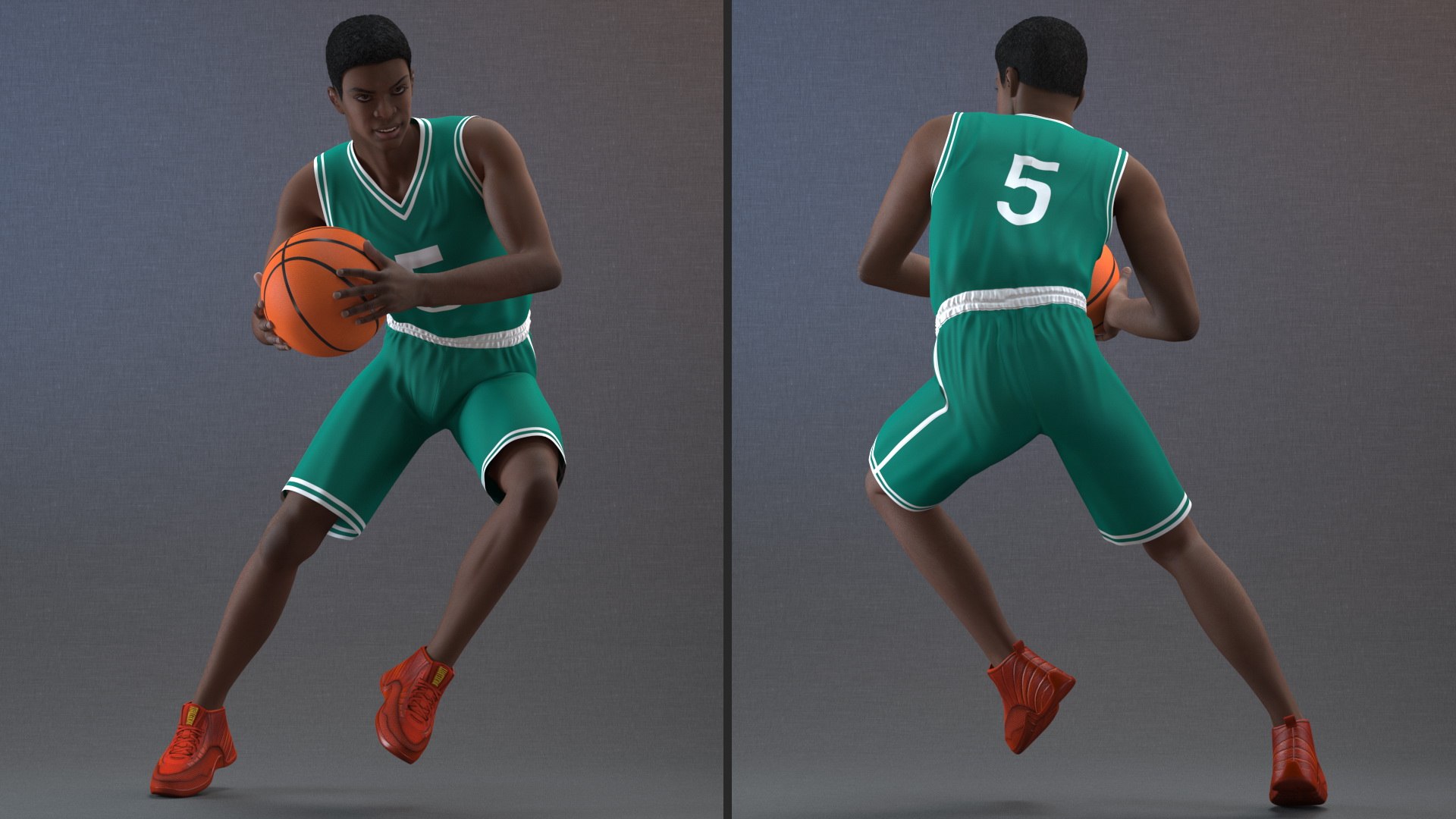 Dark Skin Teenager Basketball Player Playing Pose 3D Model - TurboSquid ...