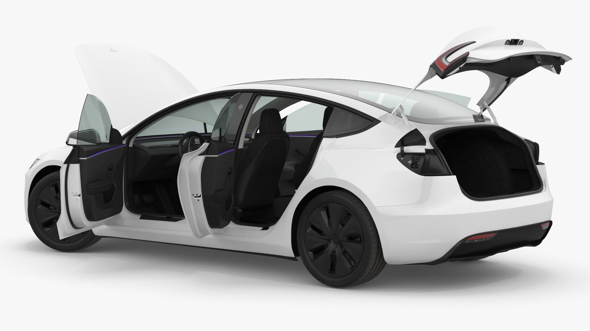 Tesla Model 3 2024 White Rigged For Cinema 4D 3D Model - TurboSquid 2293396