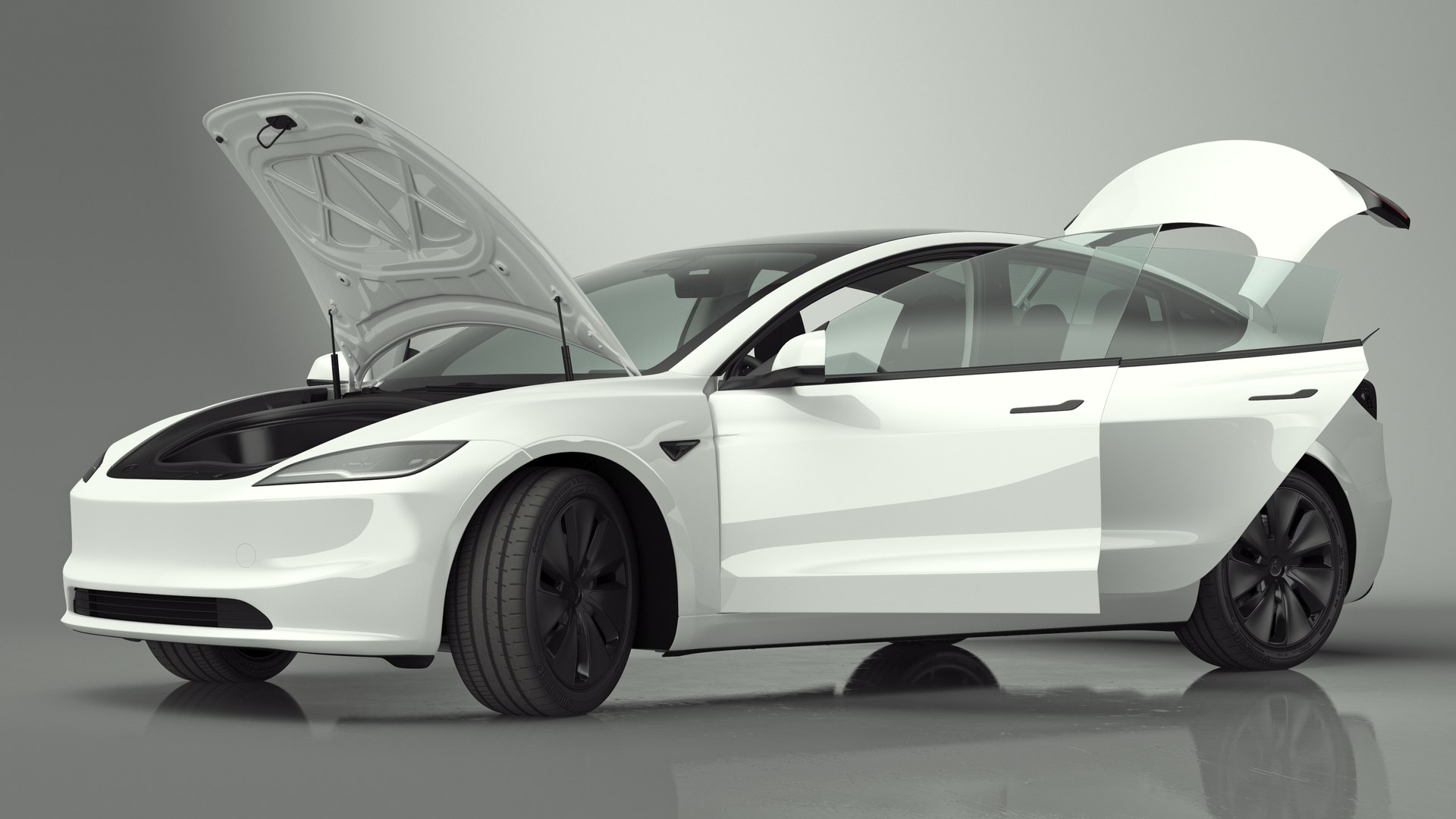 Tesla Model 3 2024 White Rigged For Cinema 4D 3D Model - TurboSquid 2293396