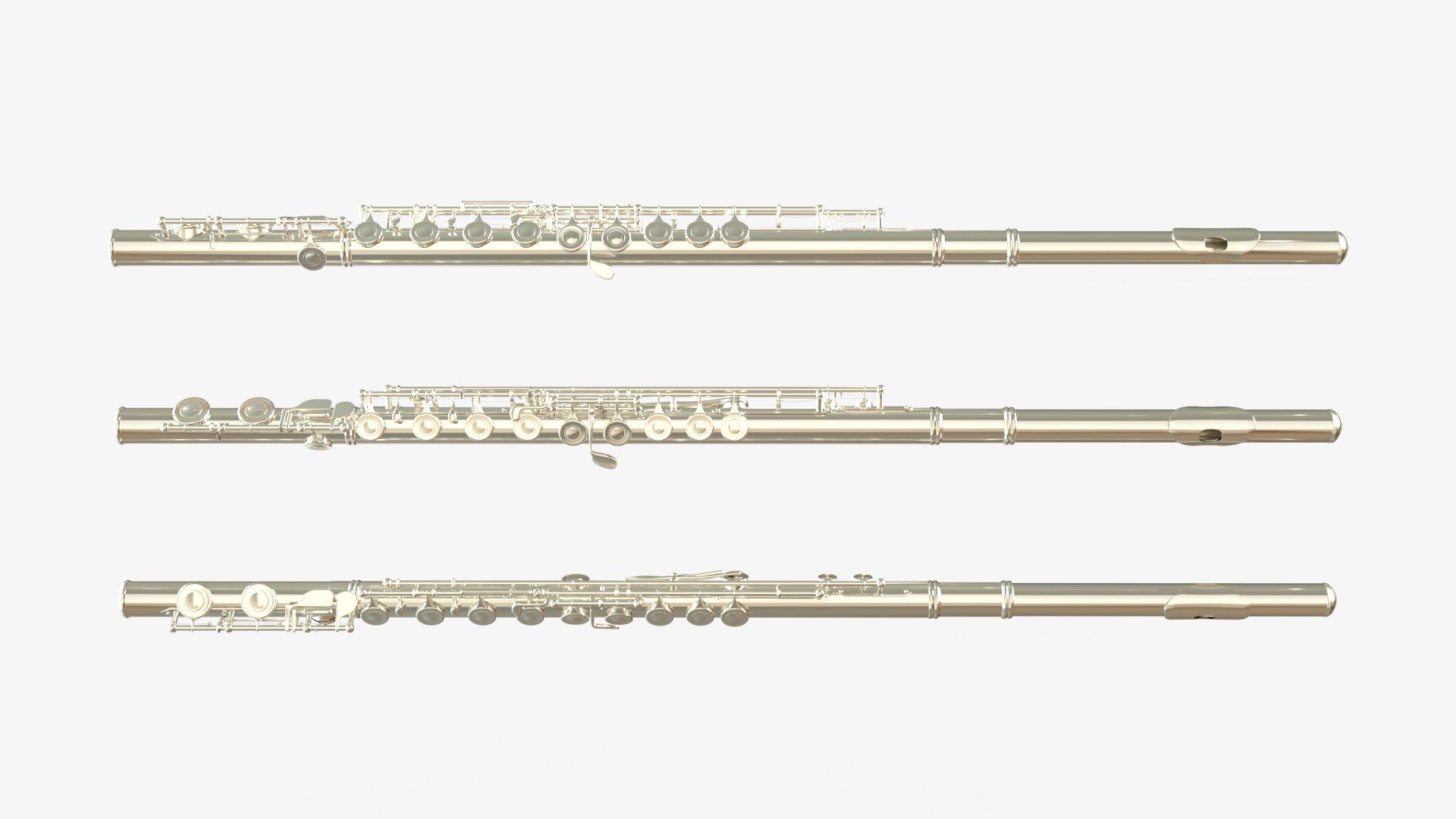 3D Concert Flute Silver - TurboSquid 2258465