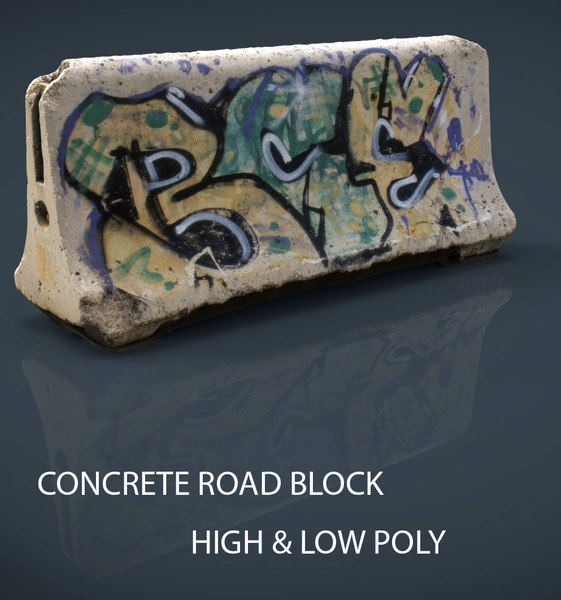 concrete road block 3d model