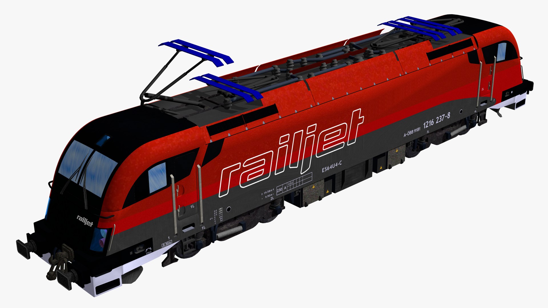 Railjet Train In Oebb Colors With Taurus Class 1216 Locomotive 3D Model ...