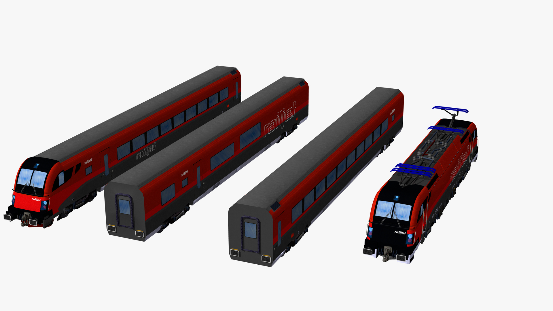 Railjet Train In Oebb Colors With Taurus Class 1216 Locomotive 3D Model - TurboSquid 1970172