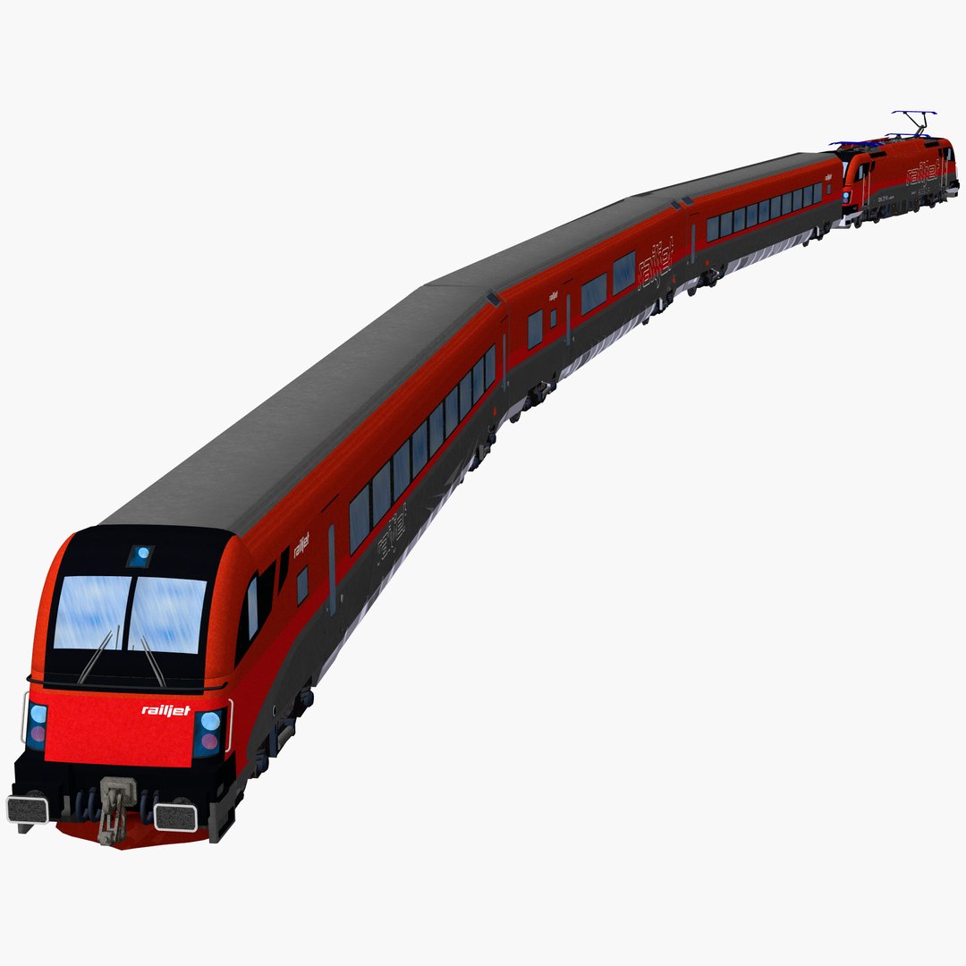 Railjet train in oebb colors with taurus class 1216 locomotive 3D model - TurboSquid 1970172