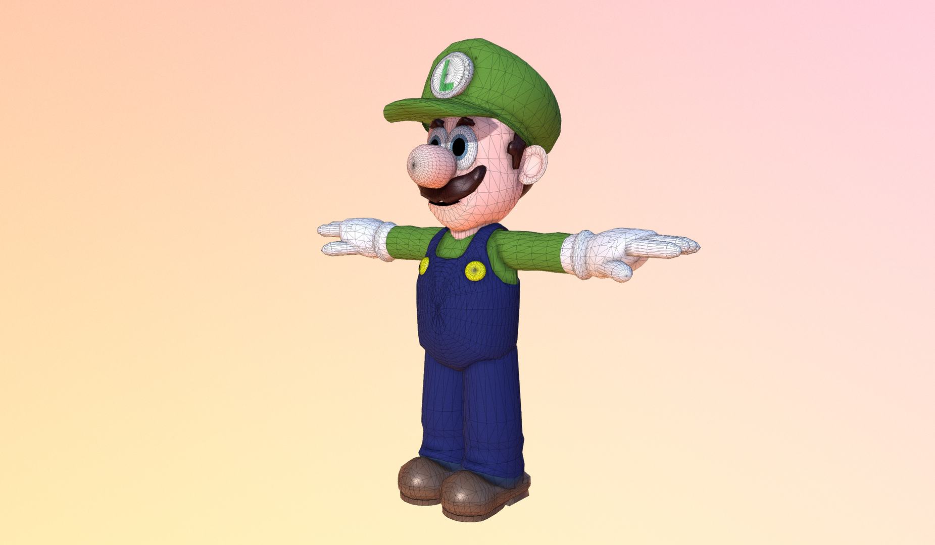 modelo 3d Super Mario: Luigi T-pose gratis - TurboSquid 1308288