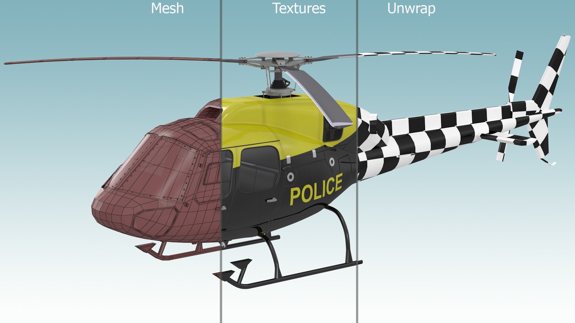 3D Police Helicopter Eurocopter AS 355 Rigged For Cinema 4D Model ...