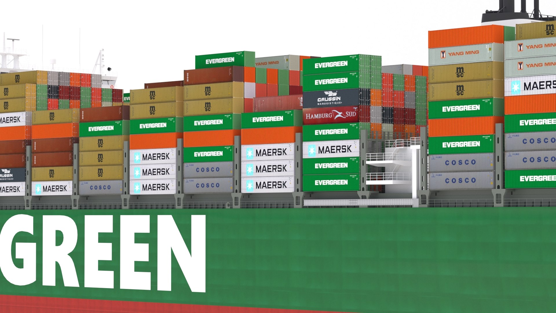 3D Model Ever Given Evergreen Container Cargo Ship - TurboSquid 1815766