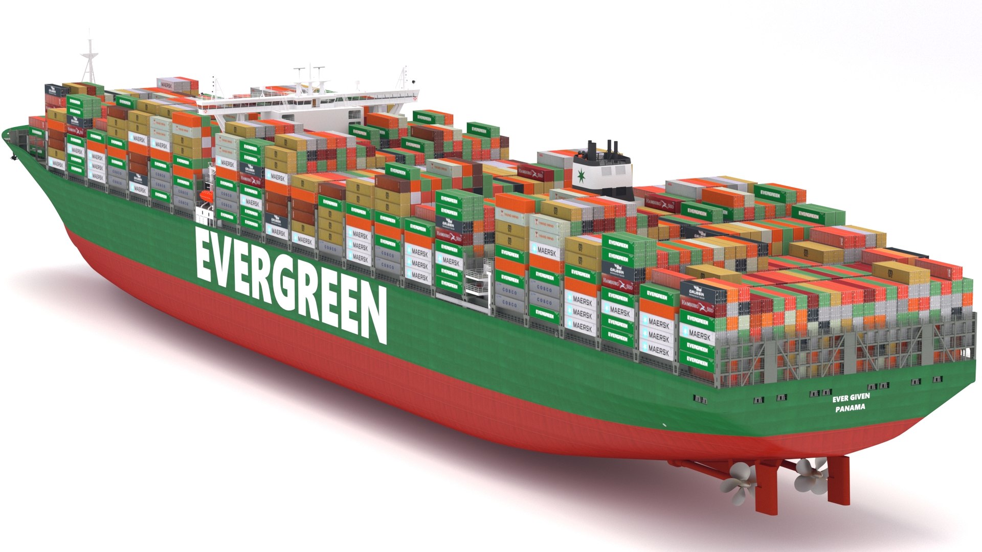 3D Model Ever Given Evergreen Container Cargo Ship - TurboSquid 1815766