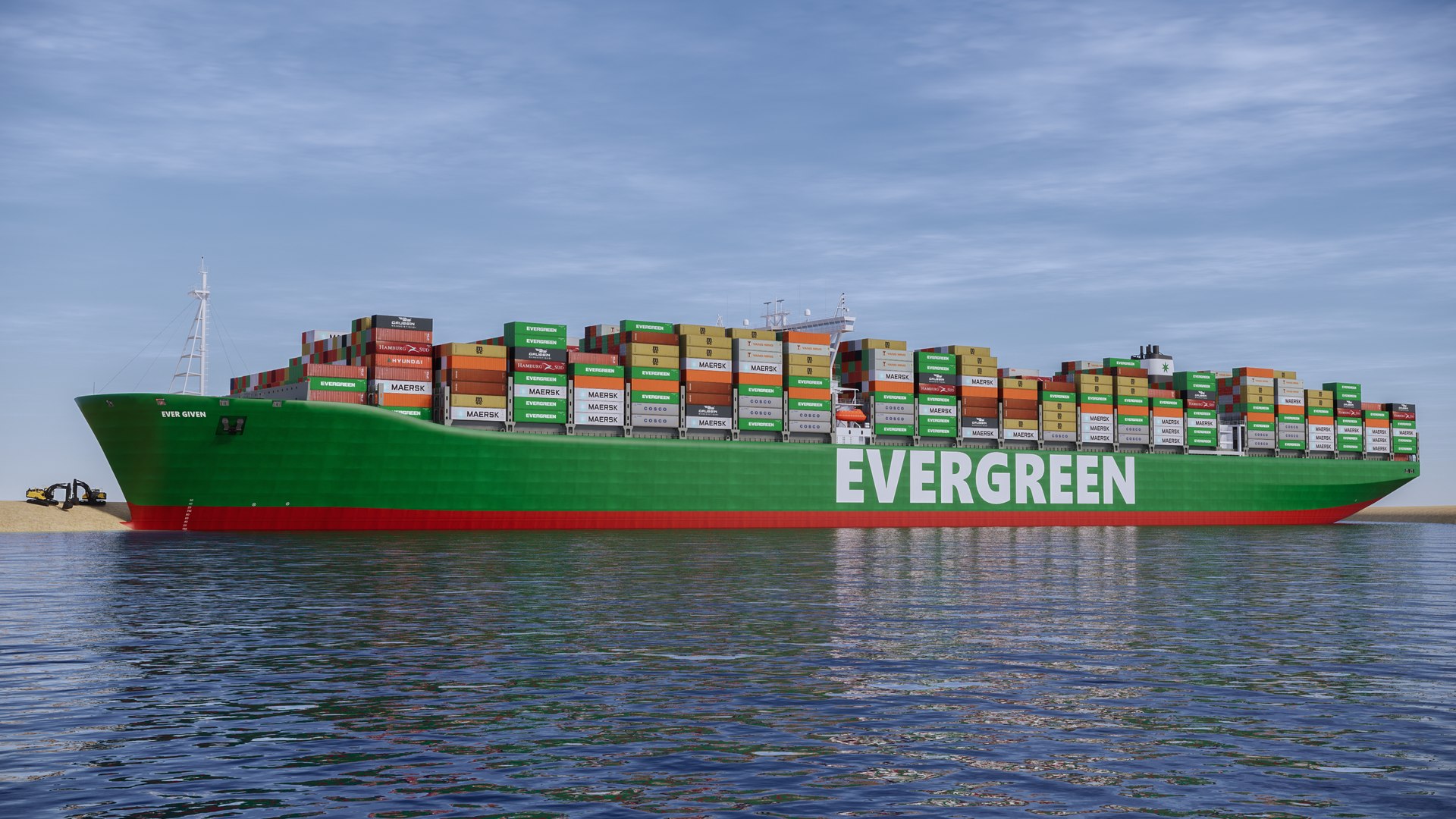 3D Model Ever Given Evergreen Container Cargo Ship - TurboSquid 1815766